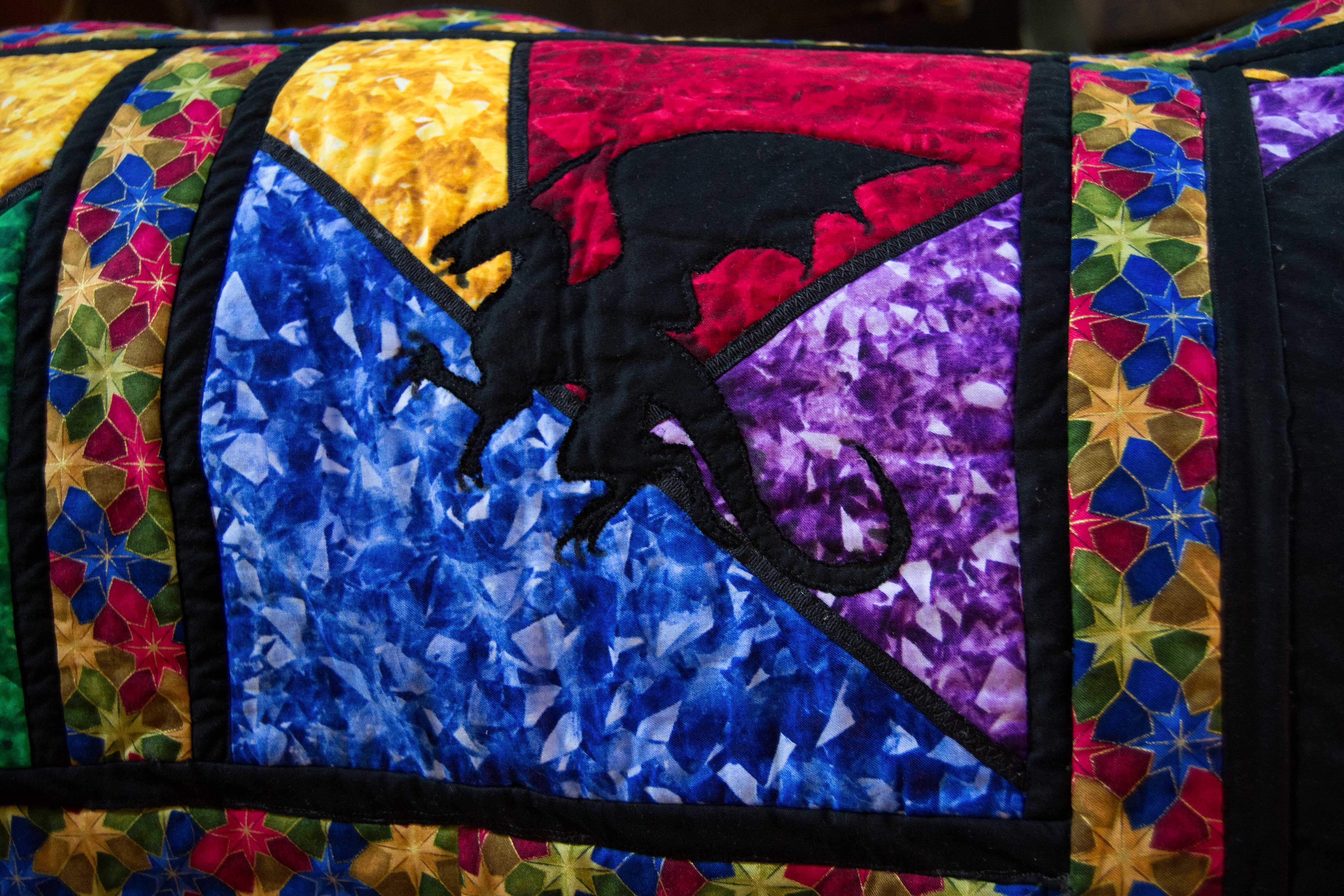 Dragons in My Window – Stained Glass Window Medieval Fantasy Quilt